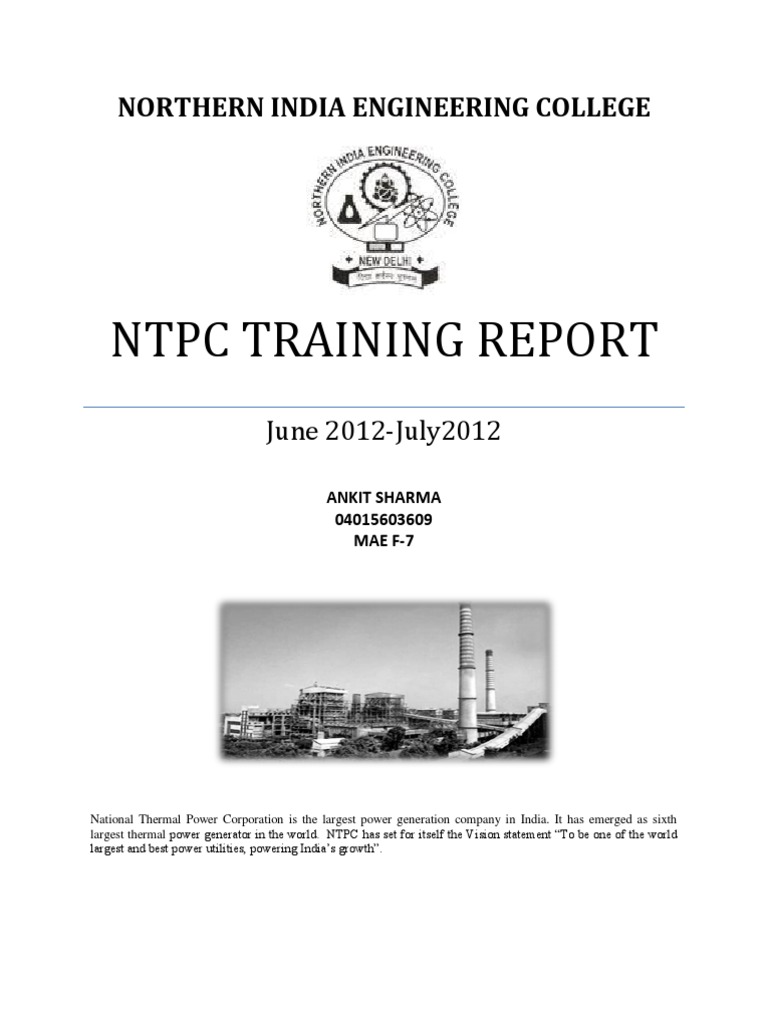 NTPC Training Report: Northern India Engineering College | PDF | Mechanical Fan | Boiler