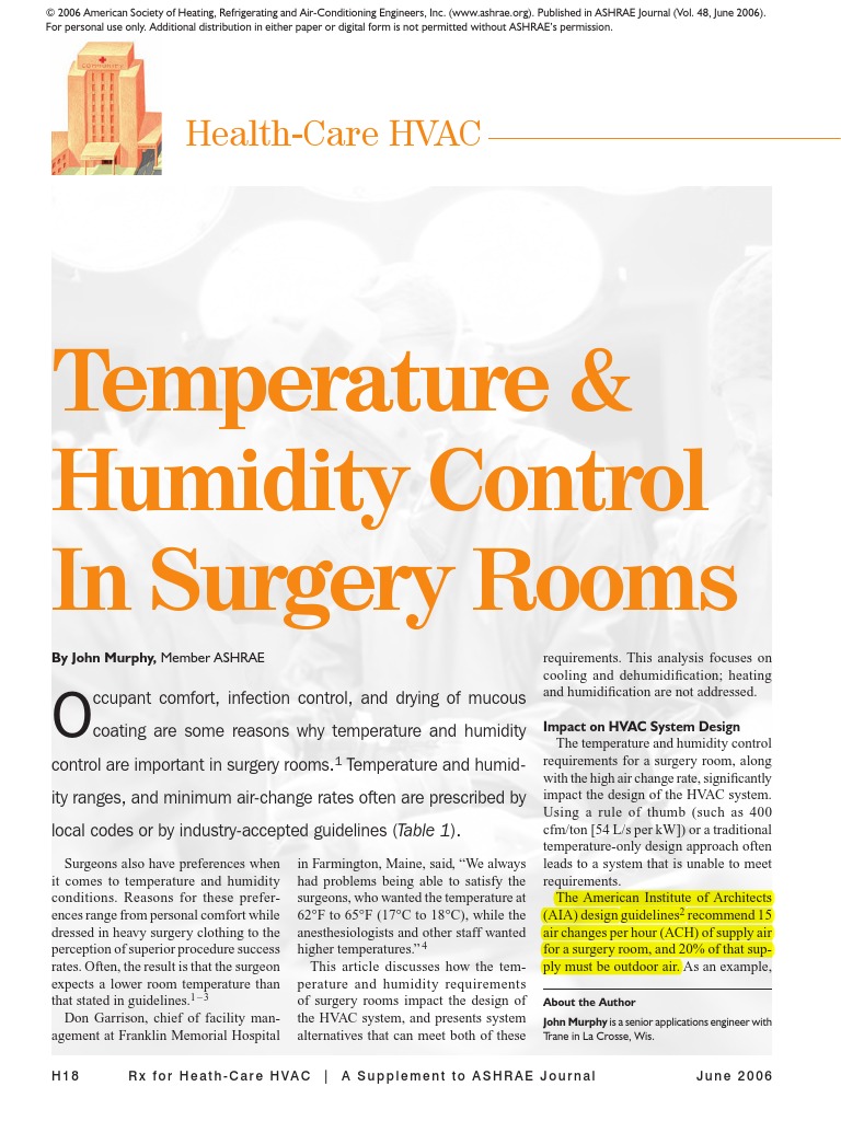 Temperature & Humidity Control in Surgery Rooms: Health-Care HVAC | PDF ...