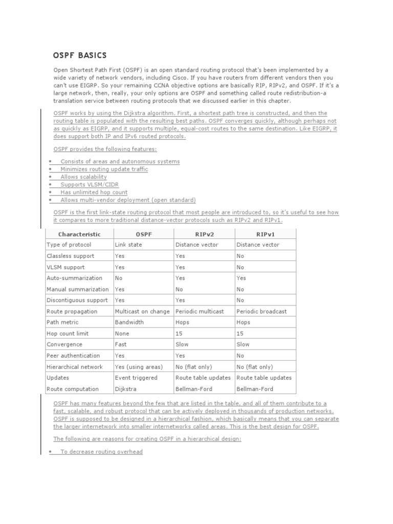 Ospf Basics: Characteristic Ospf Ripv2 Ripv1 | PDF | Routing | Router (Computing)