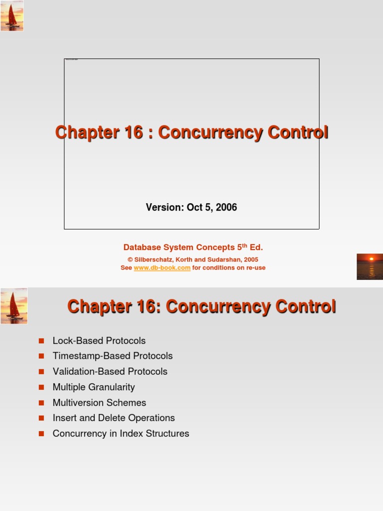 Chapter 16 Concurrency Control Version Oct 5 2006 Pdf Concurrent Computing Information