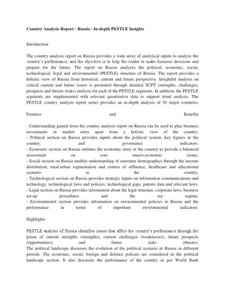 Country Analysis Report - Russia - In-Depth PESTLE Insights | PDF ...