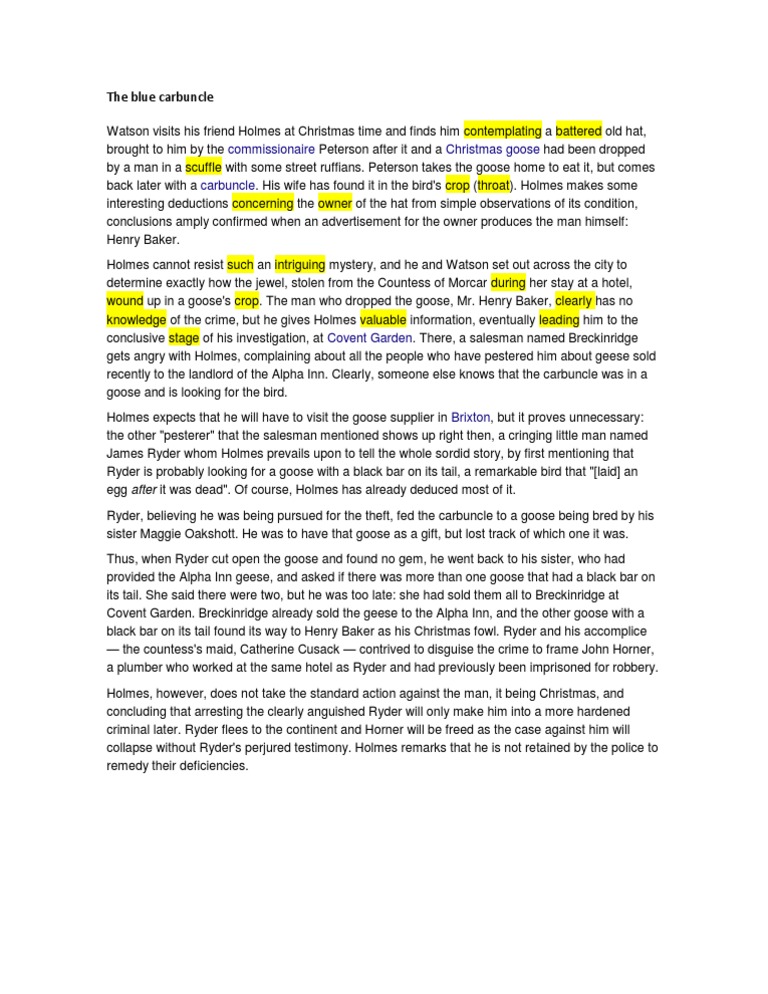 The Blue Carbuncle | PDF | Private Detectives And Investigators ...