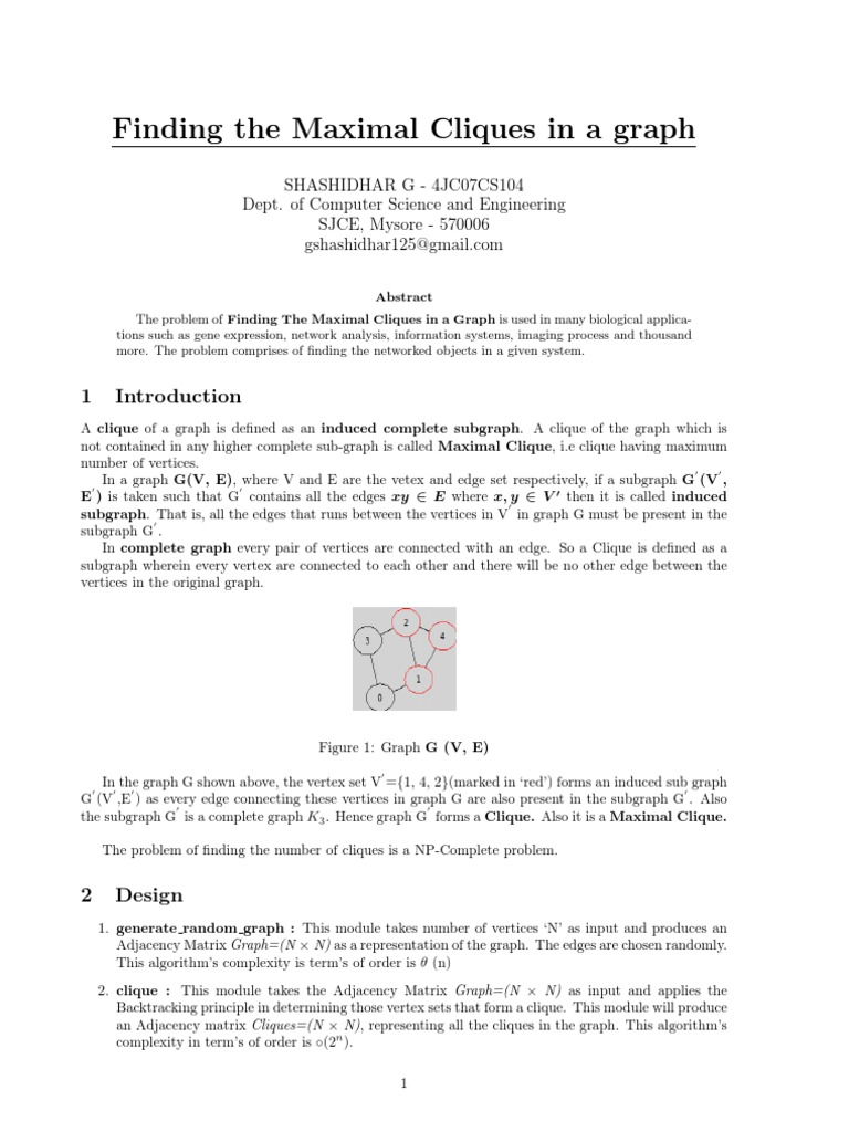 Finding The Maximal Cliques in A Graph | PDF | Vertex (Graph Theory ...