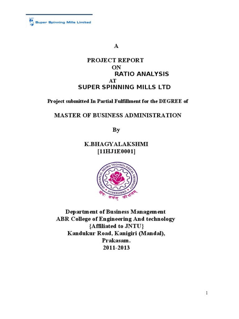 A Project Report ON: Ratio Analysis Super Spinning Mills LTD | Download ...