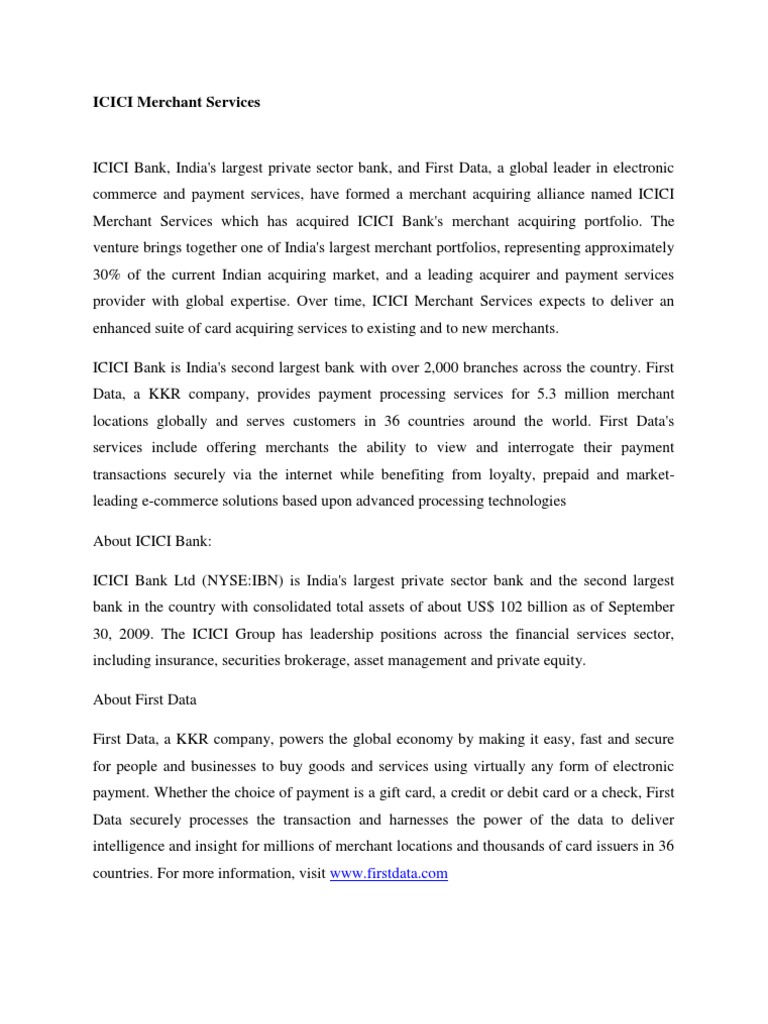 ICICI Merchant Services | PDF | Banks | Payments