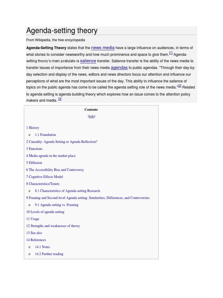 Agenda-Setting Theory: News Media | PDF | Framing (Social Sciences) | News