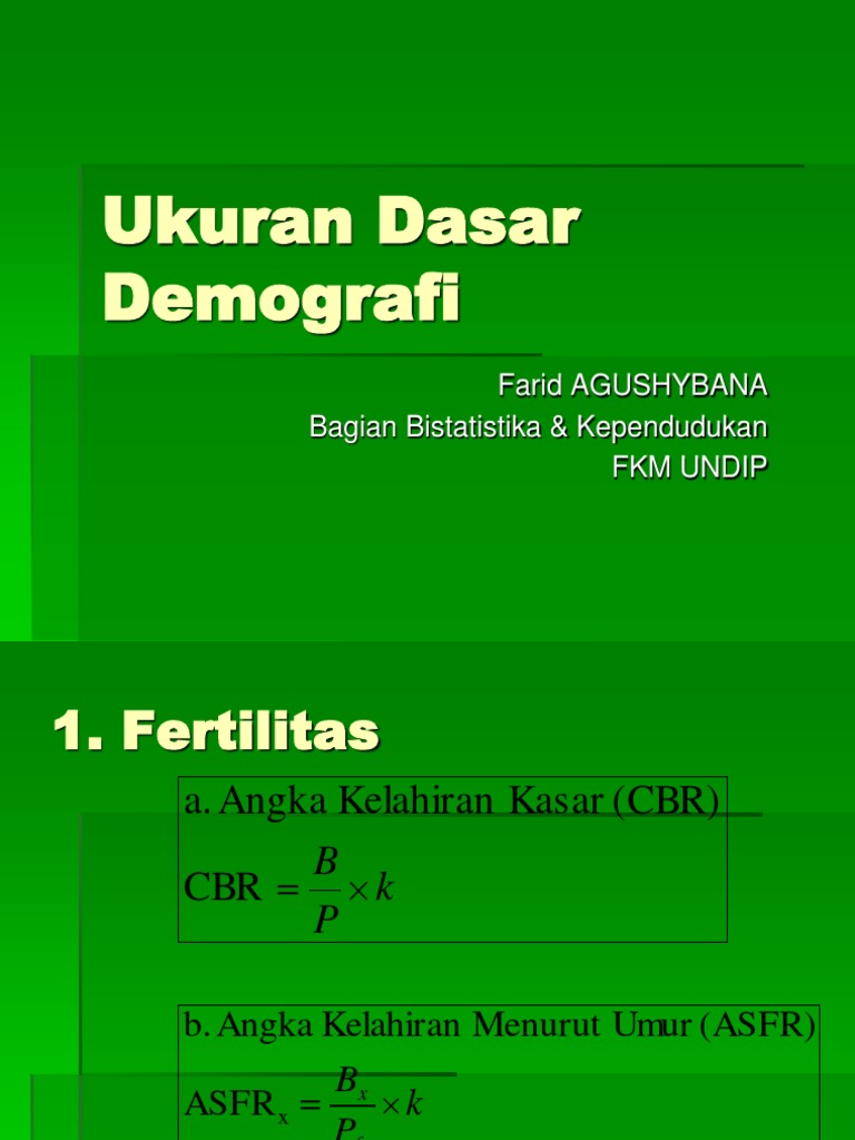 Ukuran Dasar Demografi | PDF