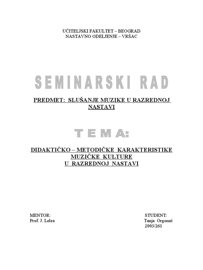 Seminarski - Muzičko | PDF
