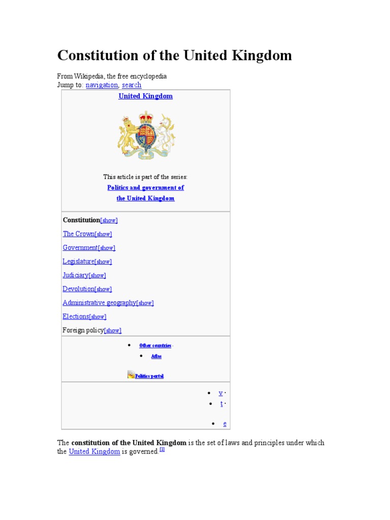 UK Constitution Overview and Principles | PDF | Constitution Of The ...
