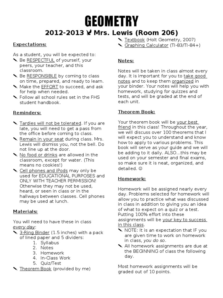Geometry Syllabus | PDF