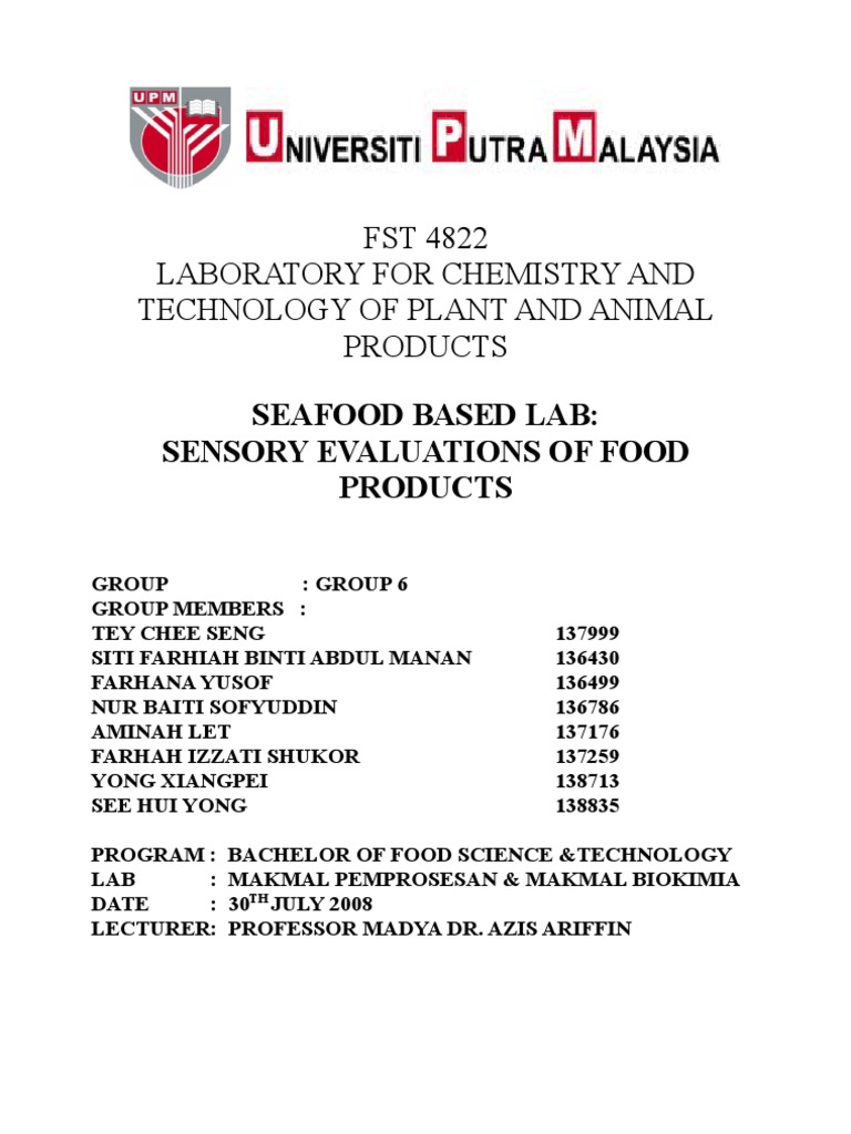 LAB 4 - Sensory Evaluation of Food Products | PDF | Errors And ...