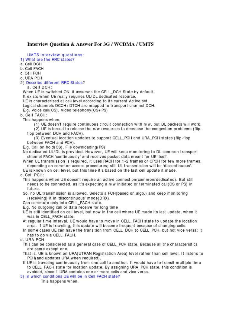 Interview Questions of Umt | PDF | Duplex (Telecommunications) | Radio