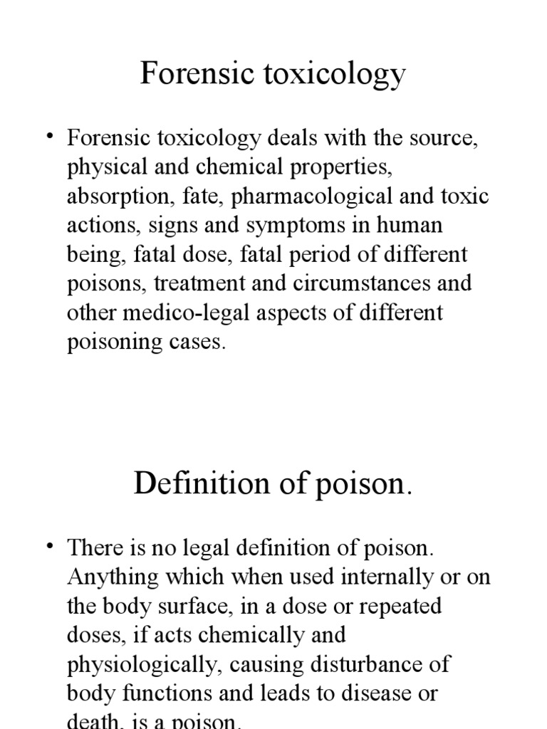 Forensic Toxicology and Poisoning Insights | PDF | Poison | Dose ...