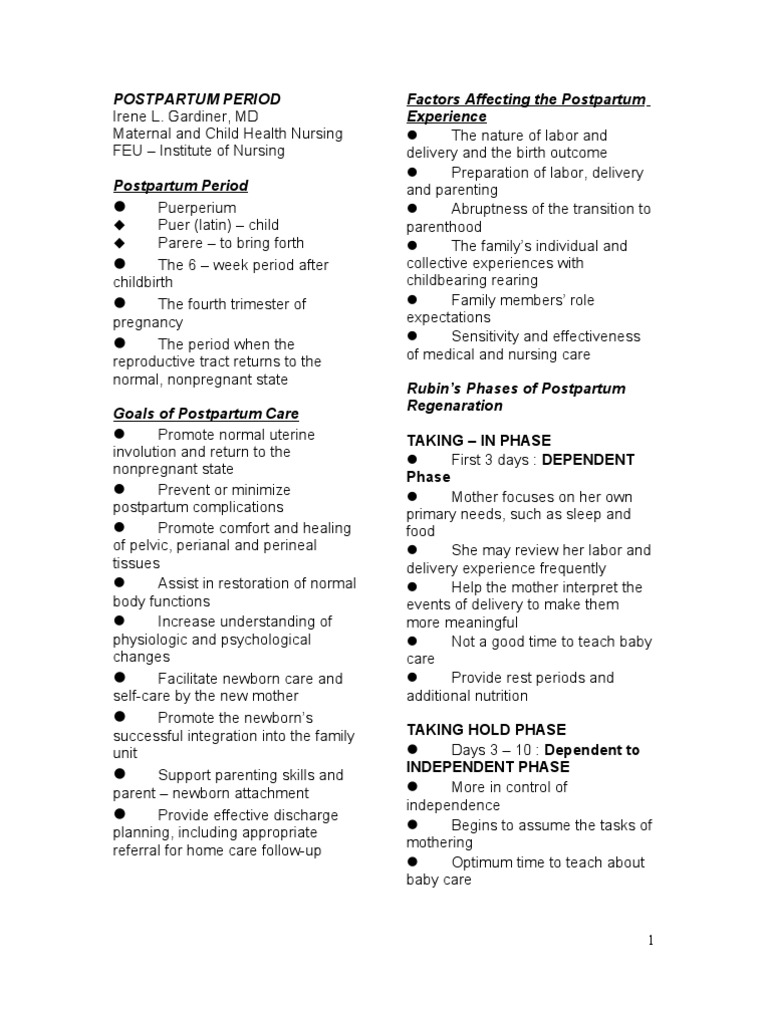 Postpartum Period Handouts | PDF | Postpartum Period | Childbirth