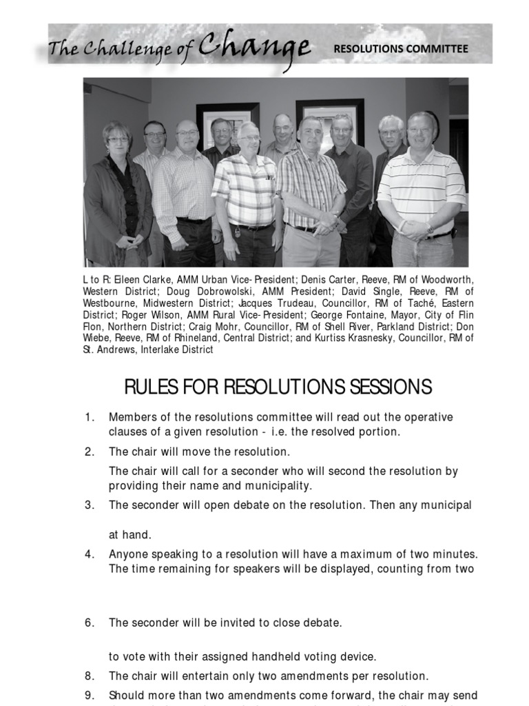 Rules For Resolutions Sessions | Download Free PDF | Provinces And ...