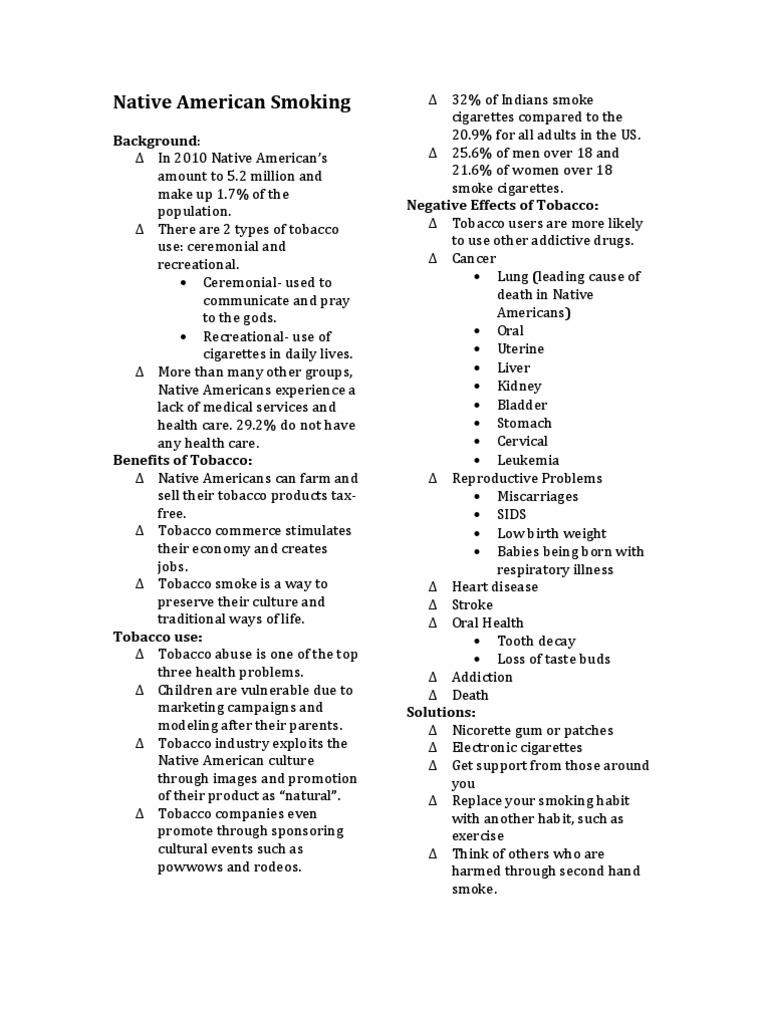 Native American Smoking Fact Sheet | PDF | Tobacco | Smoking