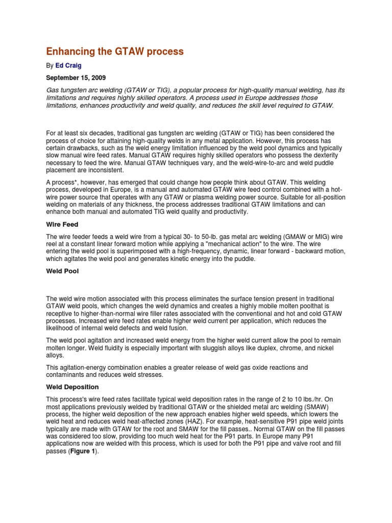 Enhancing The GTAW Process | PDF | Welding | Construction
