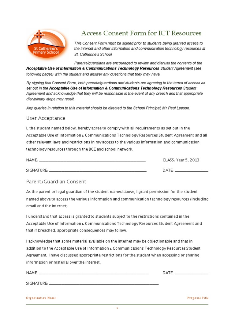 Access Consent Form ICT Resources | PDF