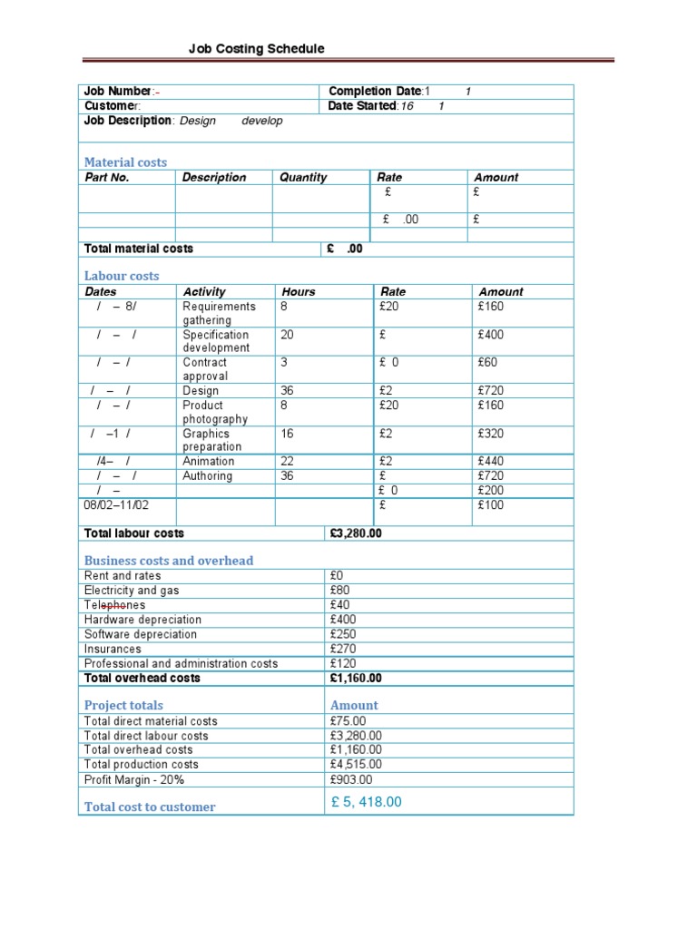 Sample Job Costing Pdf Business Economics Economies