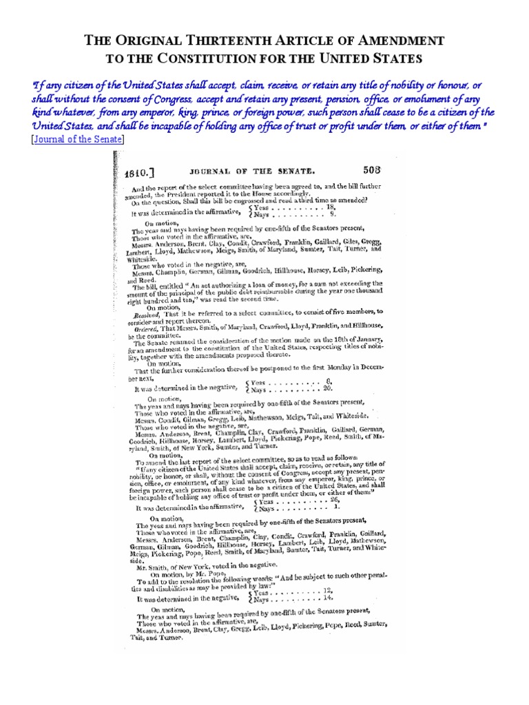The Original Thirteenth Amendment | Barrister | Lawyer