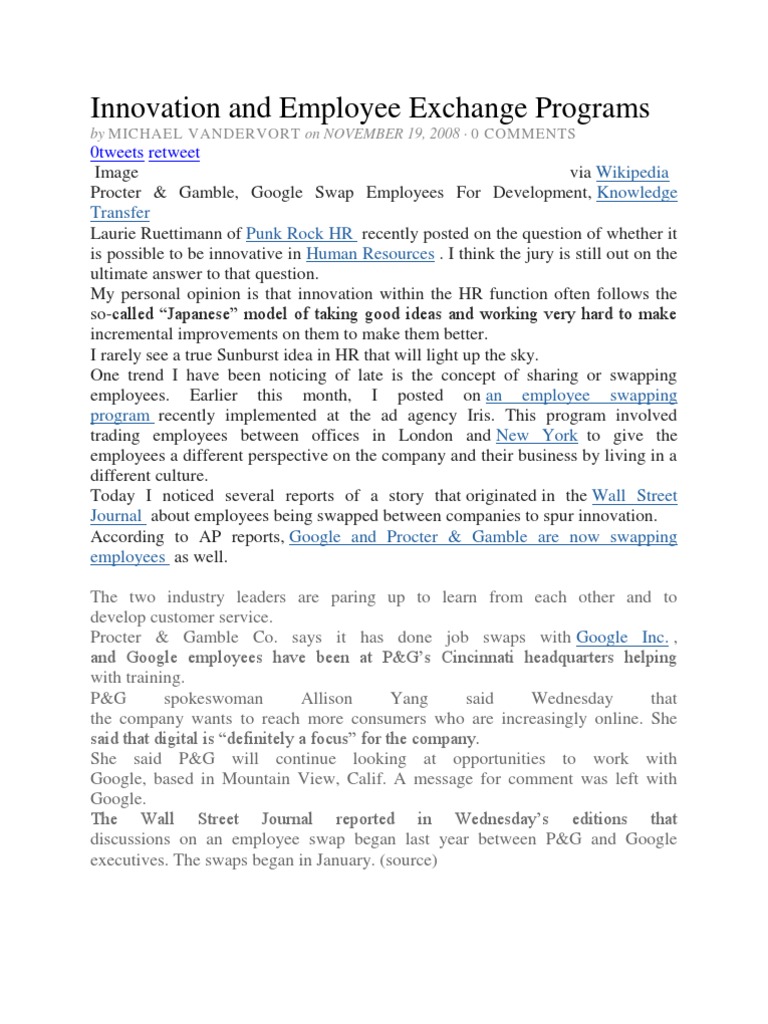 Innovation and Employee Exchange Programs | PDF | Employment | Innovation