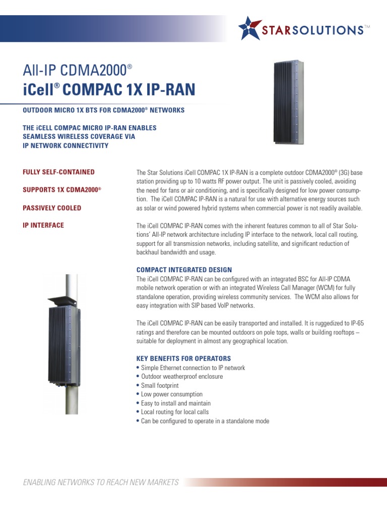 Icell COMPAC 1X IP-RAN Datasheet | PDF | Session Initiation Protocol ...