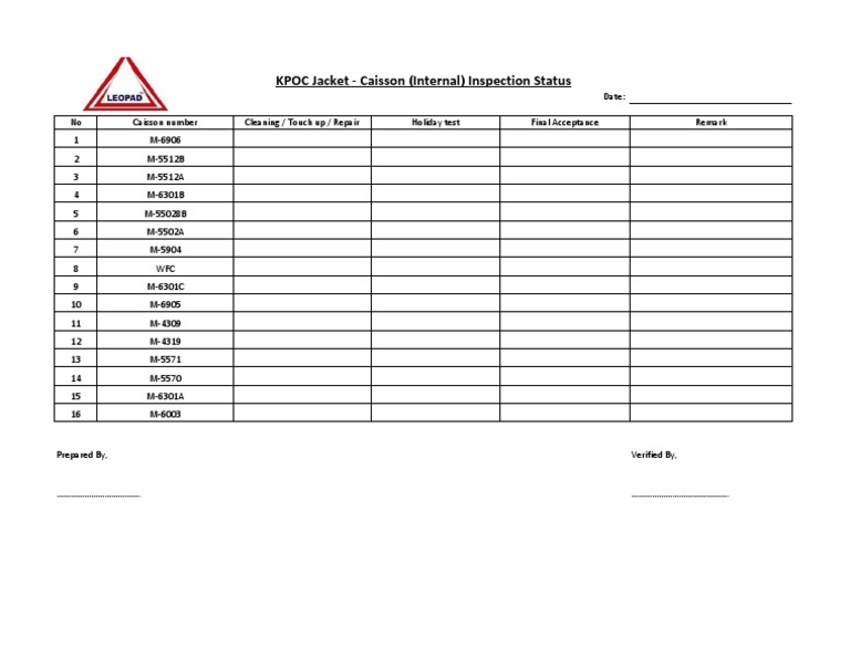 KPOC Jacket Caisson Inspection Status | PDF
