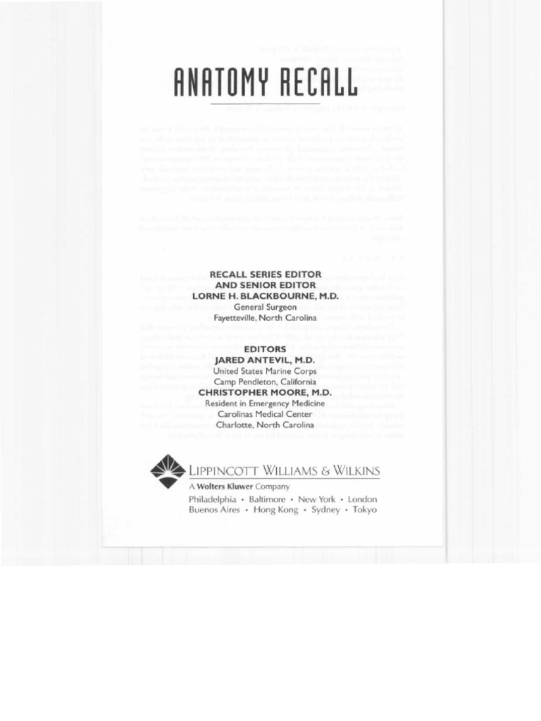 Anatomy Recall PDF | PDF