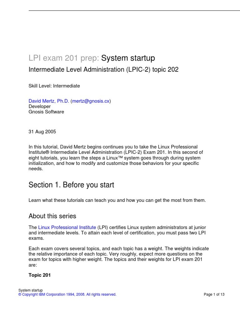 LPI Exam 201 Prep:: System Startup | PDF | Booting | Operating System ...