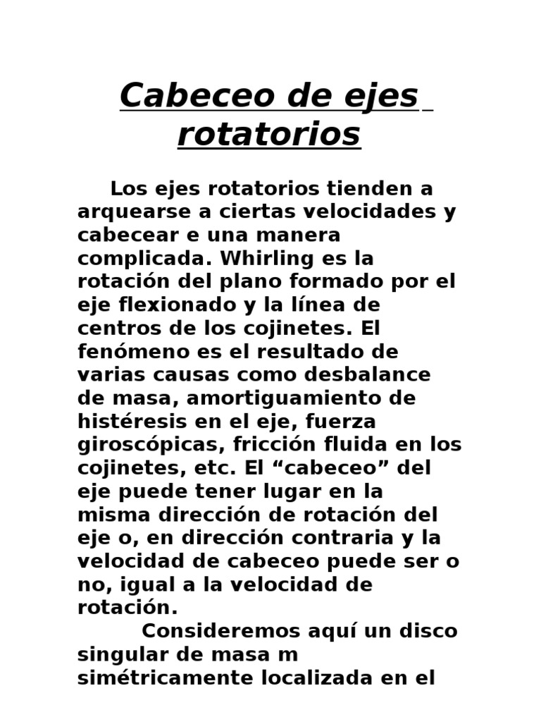 Cabeceo de Ejes Rotatorios: Análisis y Ecuaciones | PDF | Rotación ...