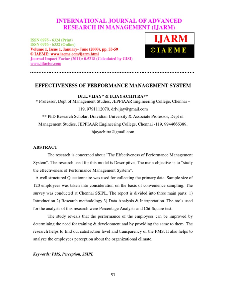 Effectiveness of Performance Management System | PDF | Performance ...