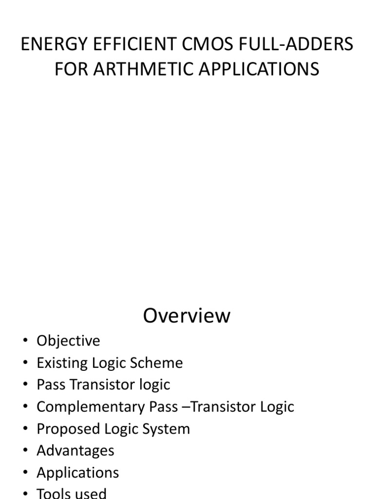 Energy Efficient Cmos Full-Adders For Arthmetic Applications | PDF | Cmos | Electrical Circuits