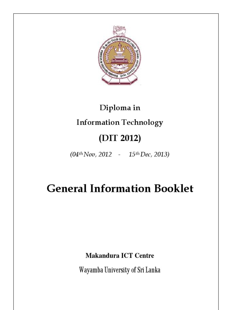 General Information Booklet-Diploma in IT | PDF | Test (Assessment ...