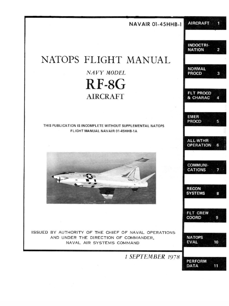 NATOPS Flight Manual RF-8G Aircraft (1978) | PDF