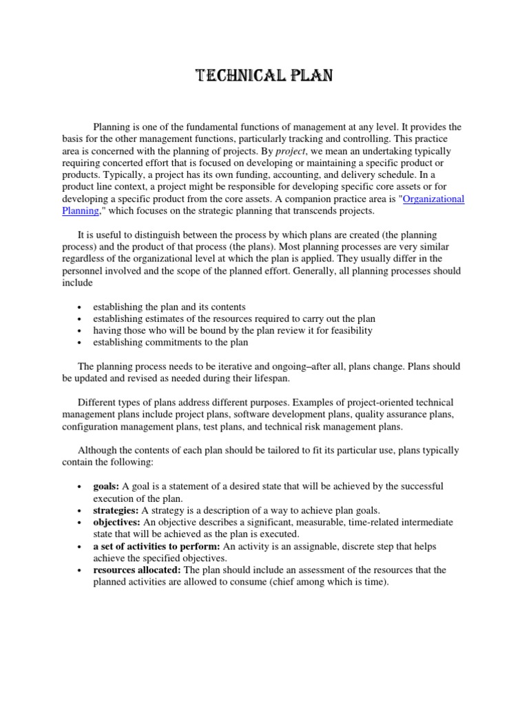 Technical Plan | PDF | Goal | Planning
