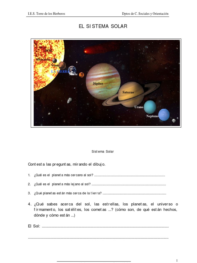 Prueba Del Sistema Solar Teachervision
