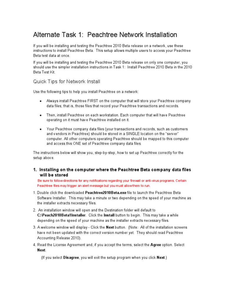 Peachtree Network Installation Guide | PDF | Technology & Engineering