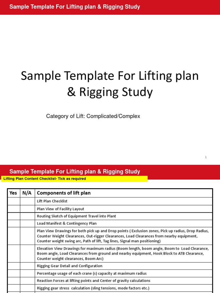Sample Lifting Plan and Rigging Study | PDF | Elevator | Crane (Machine)