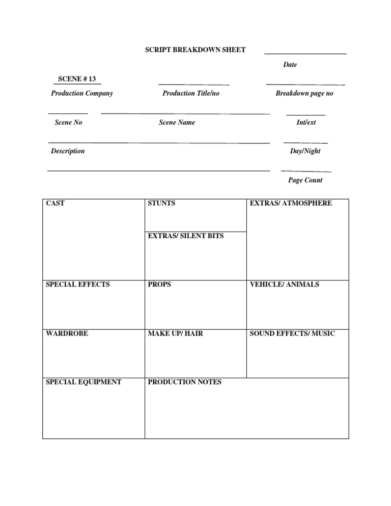 Script Breakdown Sheet | PDF