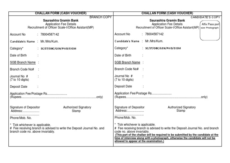 Challan Form (Cash Voucher) Challan Form (Cash Voucher) Saurashtra ...