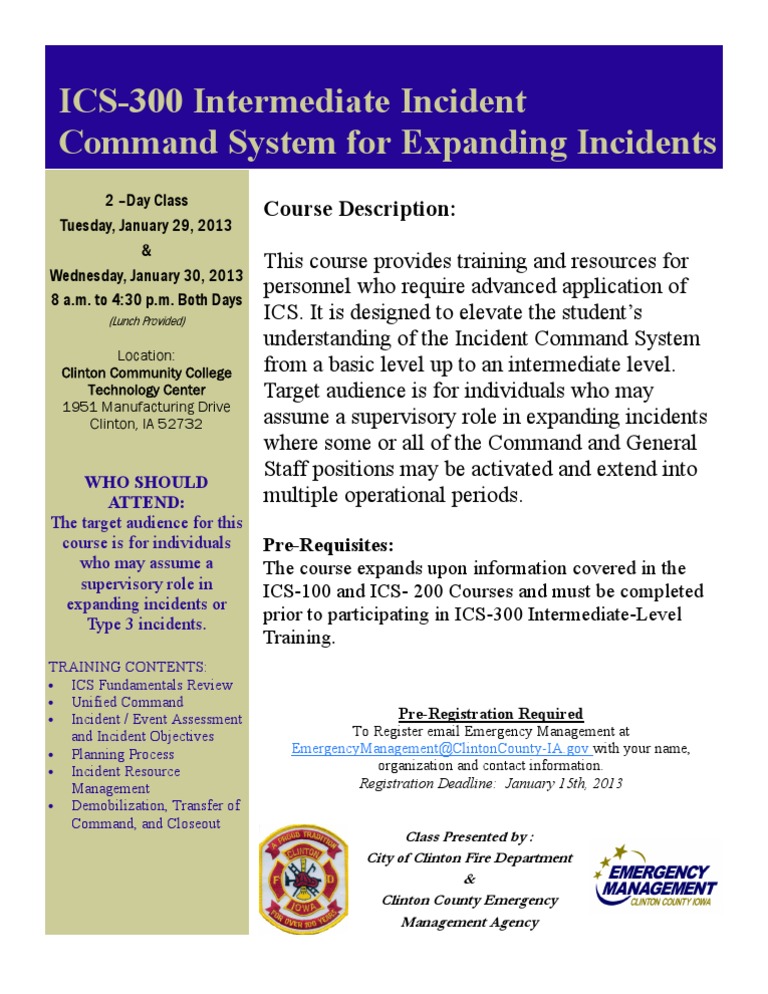 ICS-300 Intermediate Incident Command System For Expanding Incidents | PDF