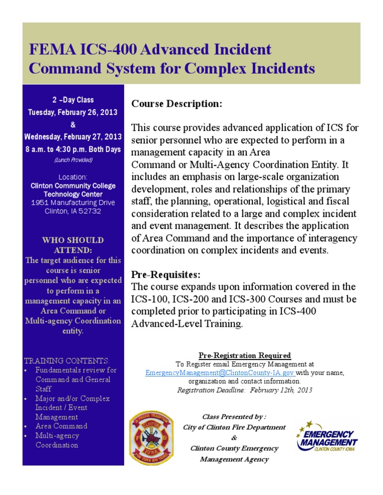 ICS-400 Advanced Command Training | PDF | Business
