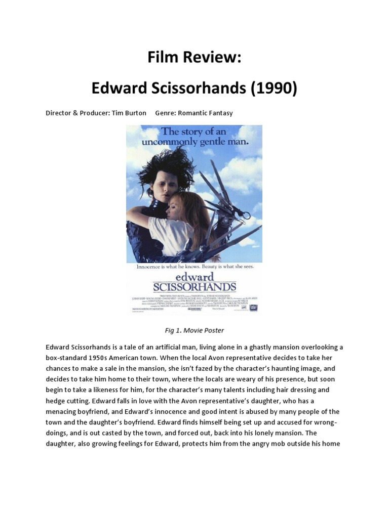 Film Review: Edward Scissorhands (1990) : Fig 1. Movie Poster | PDF