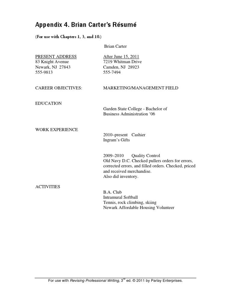 RPW Appendix 4. Carter-resume
