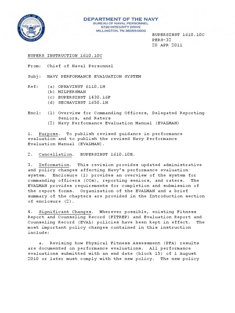 Naval Correspondence Manual 1610.10C | PDF