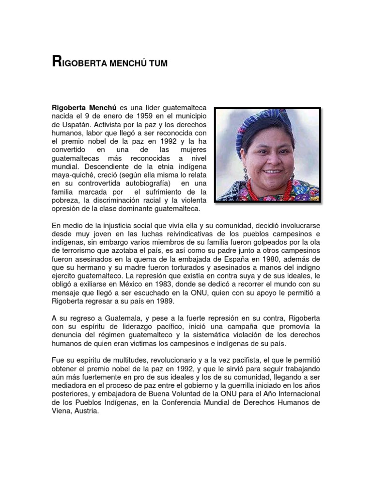 RIGOBERTA MENCHÚ TUM | PDF | Política (general) | Gobierno