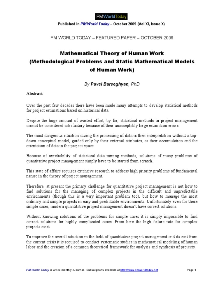 Mathematical Theory of Human Work | PDF