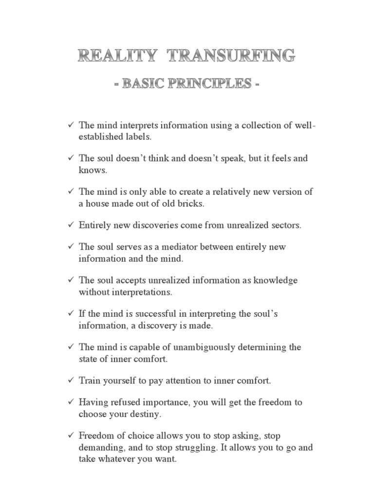 Basic Transurfing Principles | PDF | Dream | Reality