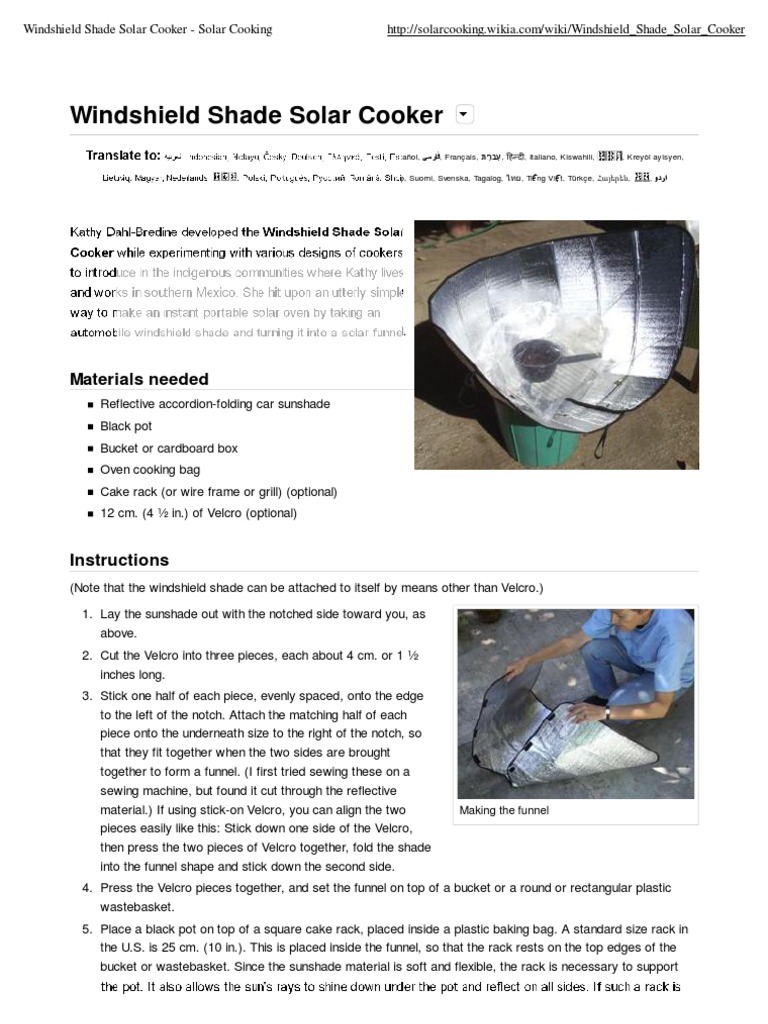 Windshield Shade Solar Cooker - Solar Cooking | PDF | Cookware And ...
