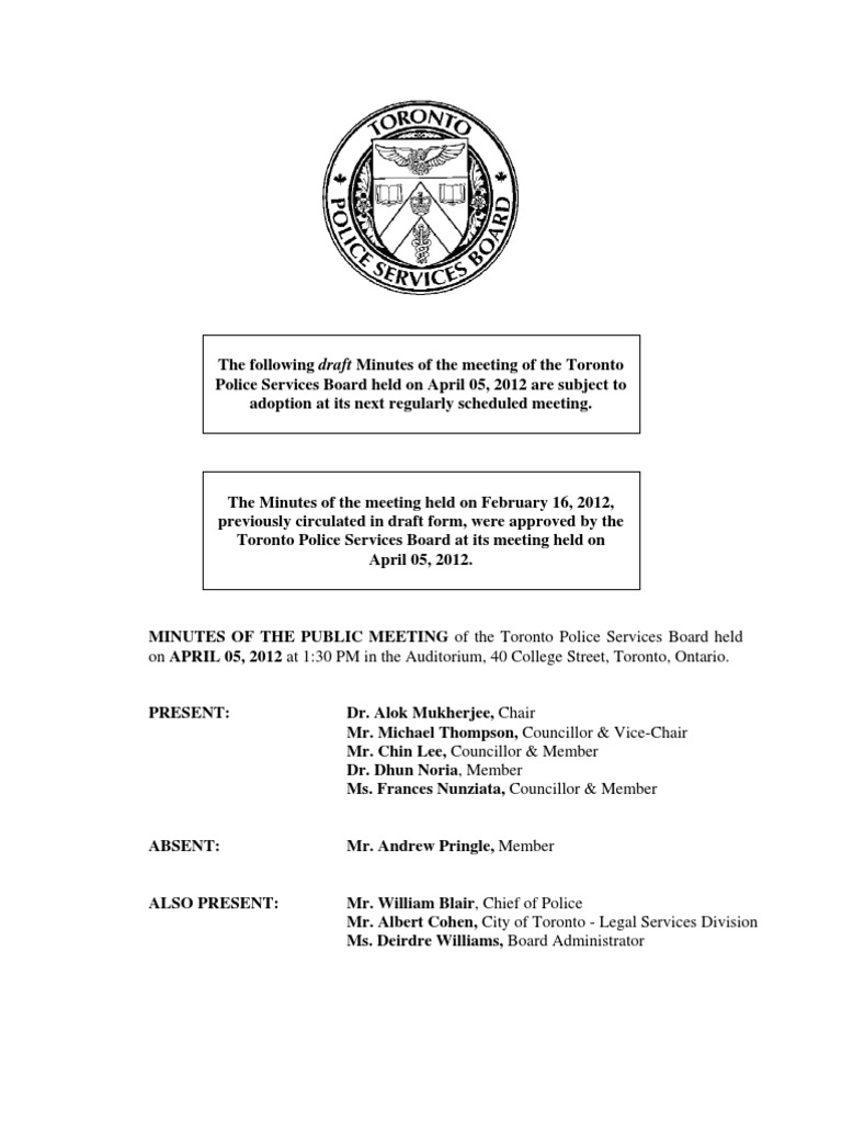 2012 TPSB April 5 Minutes | PDF | 9 1 1 | Dispatcher